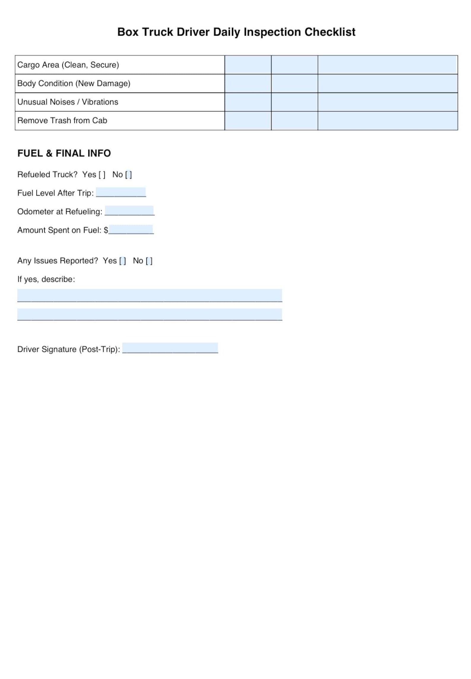 Truck Maintenance Log and Driver Checklist Bundle | Printable and ...