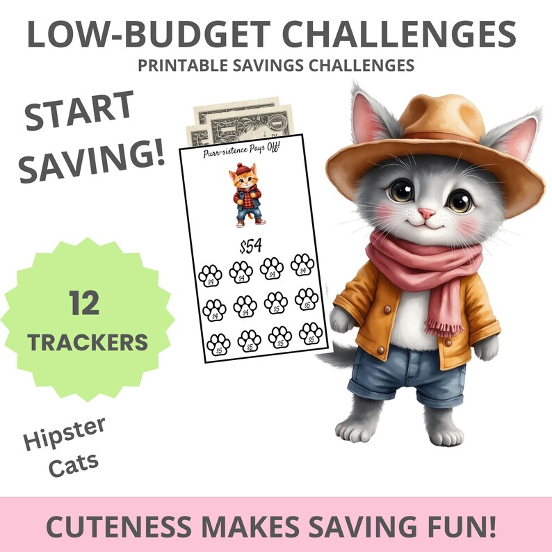 Savings Trackers Low Budget Printable Money Challenges Budgeting Tool ...
