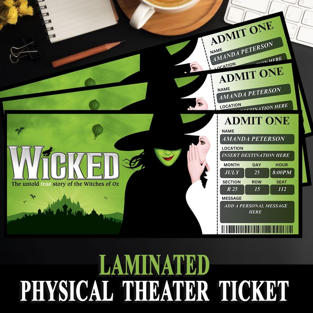 Wicked Custom Laminated Ticket – Personalized Musical / Concert ...