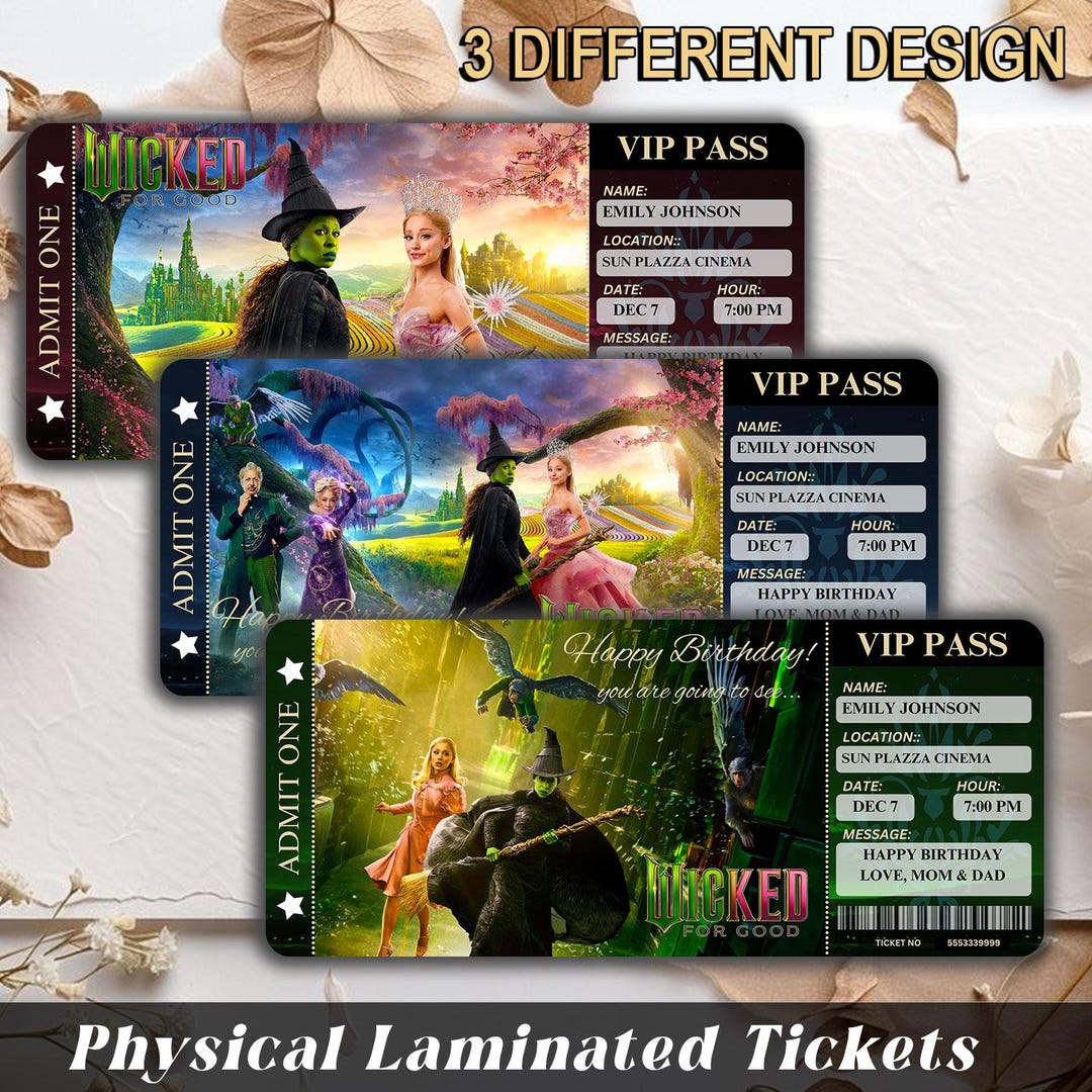 Personalized Wicked Movie Ticket Invitation: Laminated Keepsake - Etsy