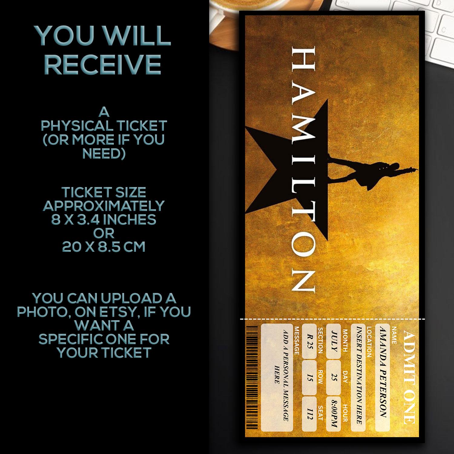 Hamilton Custom Laminated Ticket – Personalized Musical / Concert ...