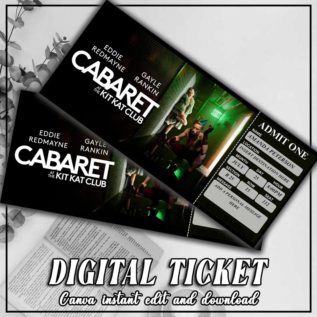 Cabaret Editable Ticket, Custom & Printable | A Gift Fit for Broadway ...