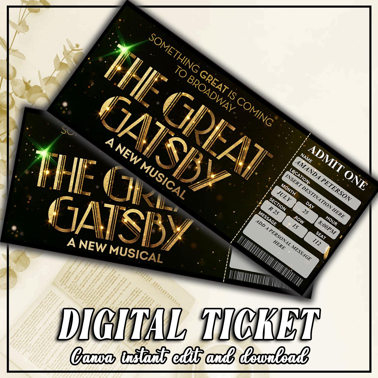 Printable Gatsby Ticket • Editable Digital Musical Ticket • DIY ...