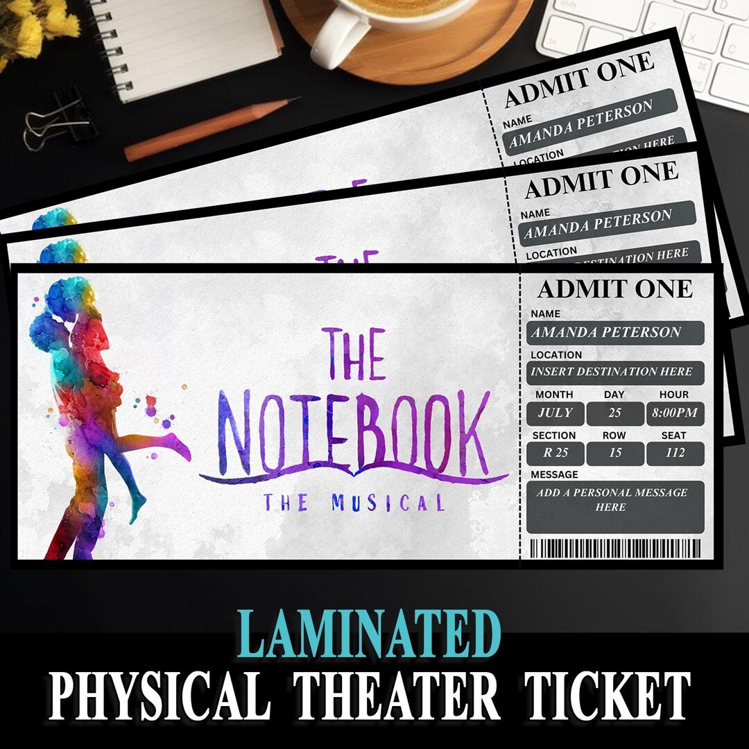 The Notebook Custom Laminated Ticket – Personalized Musical ...