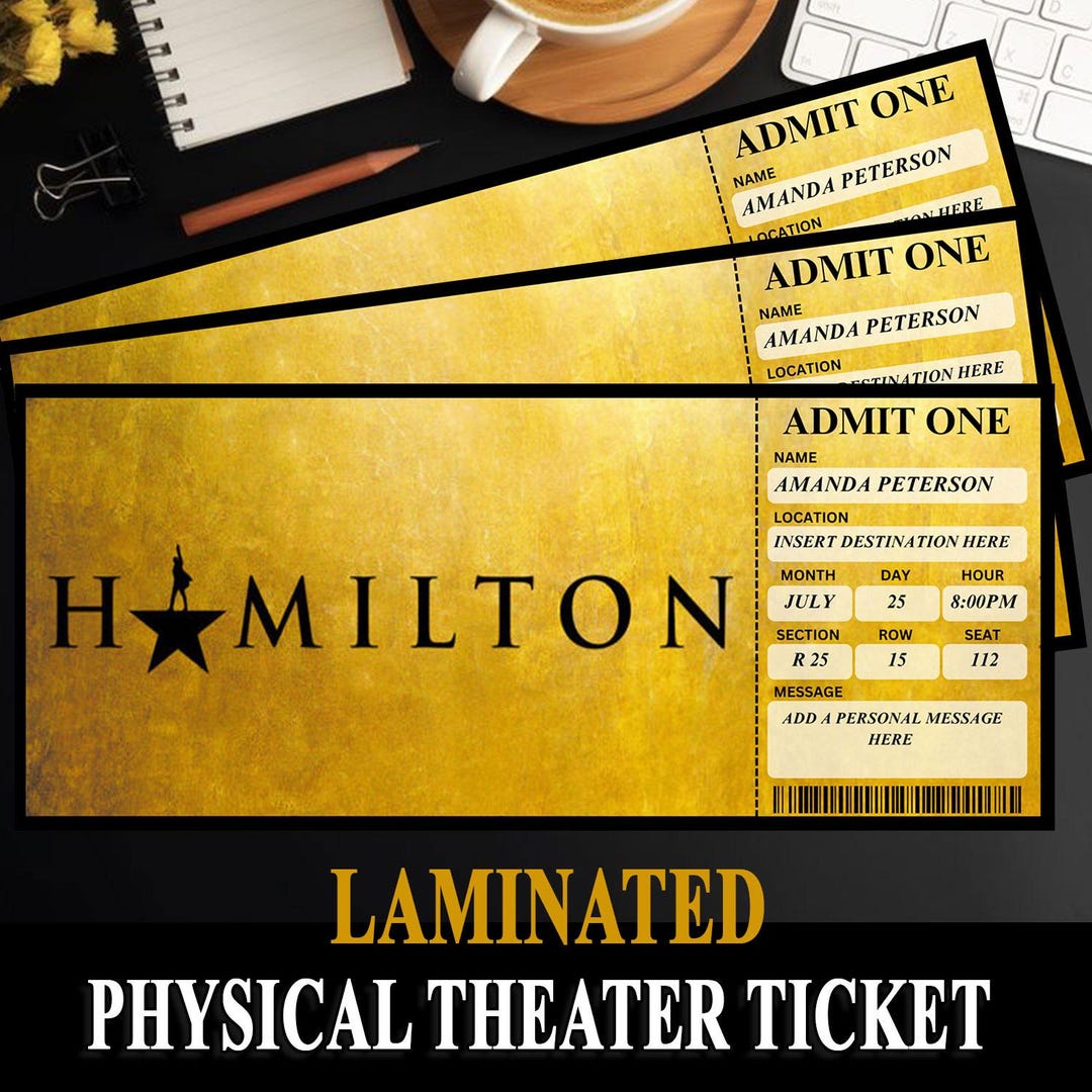 Hamilton Custom Laminated Ticket – Personalized Concert or Musical ...