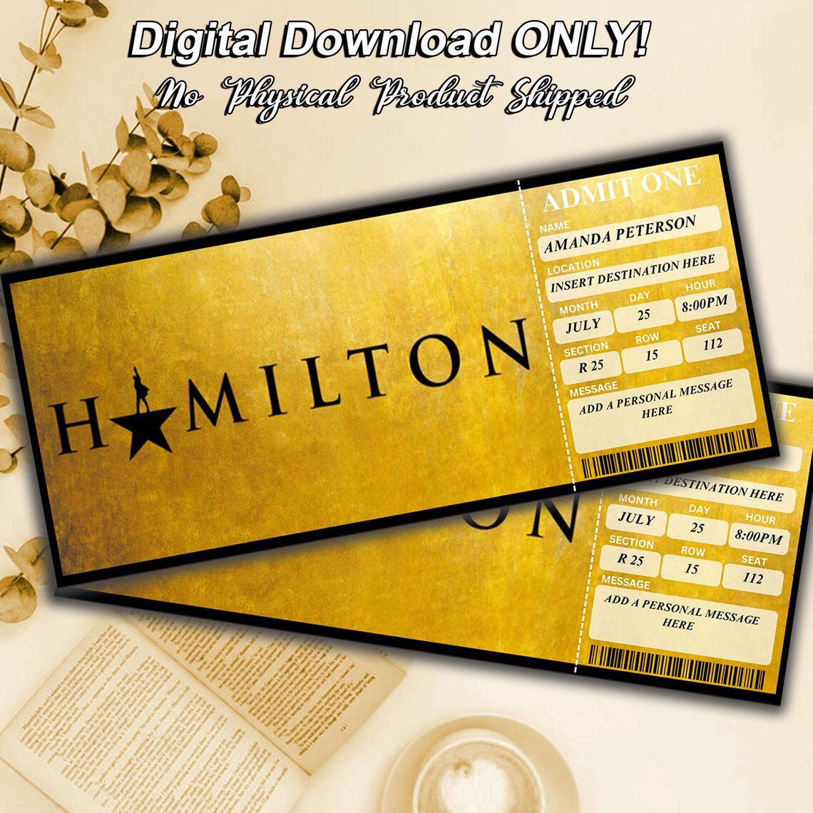Hamilton Editable Ticket, Custom & Printable | A Gift Fit for Broadway – Personalized Hamilton ...