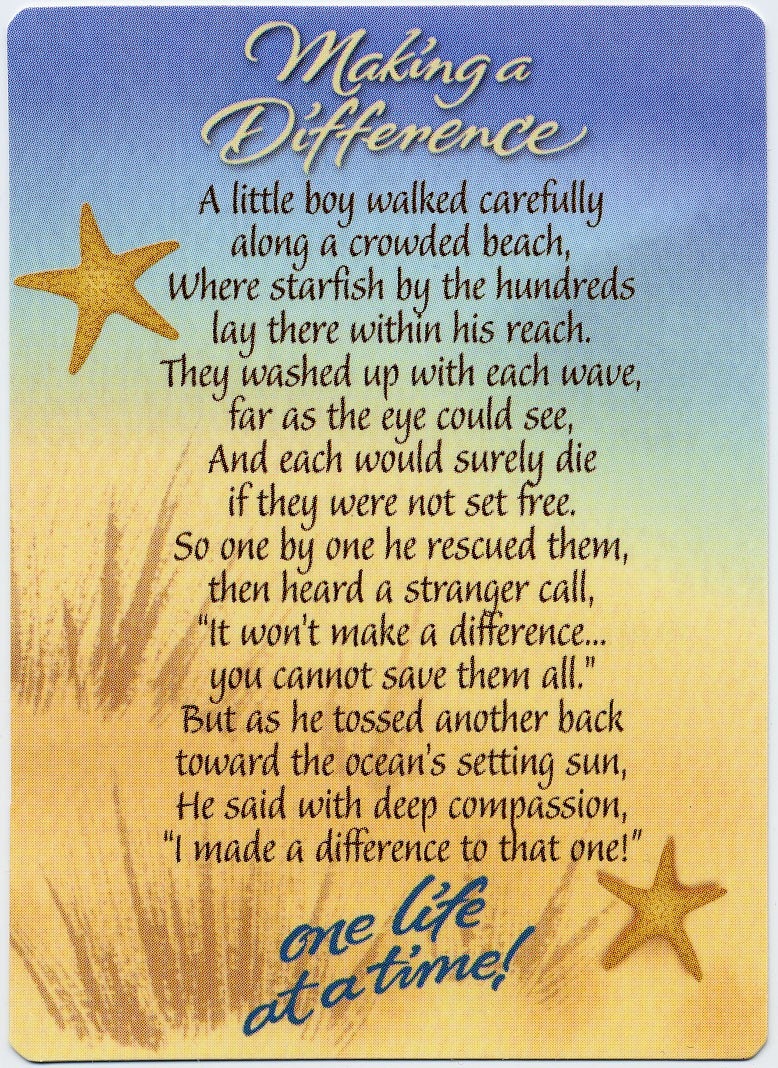 Making a Difference - Starfish Key Chain - Mom, Teacher, Therapist ...