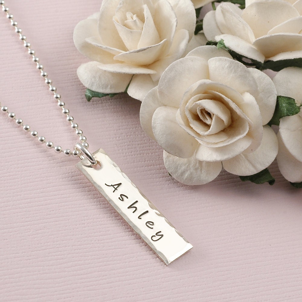 Personalized Single Rectangle Tag Necklace Hand Stamped - Etsy