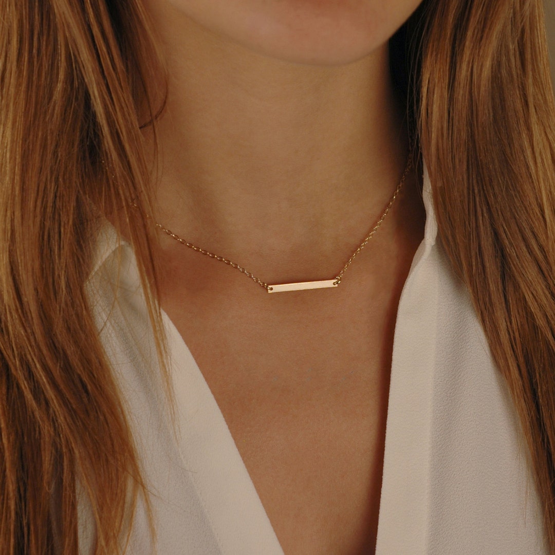Bar Necklace, Gold Bar Necklace, 14K Gold Filled Bar, 925 Sterling ...