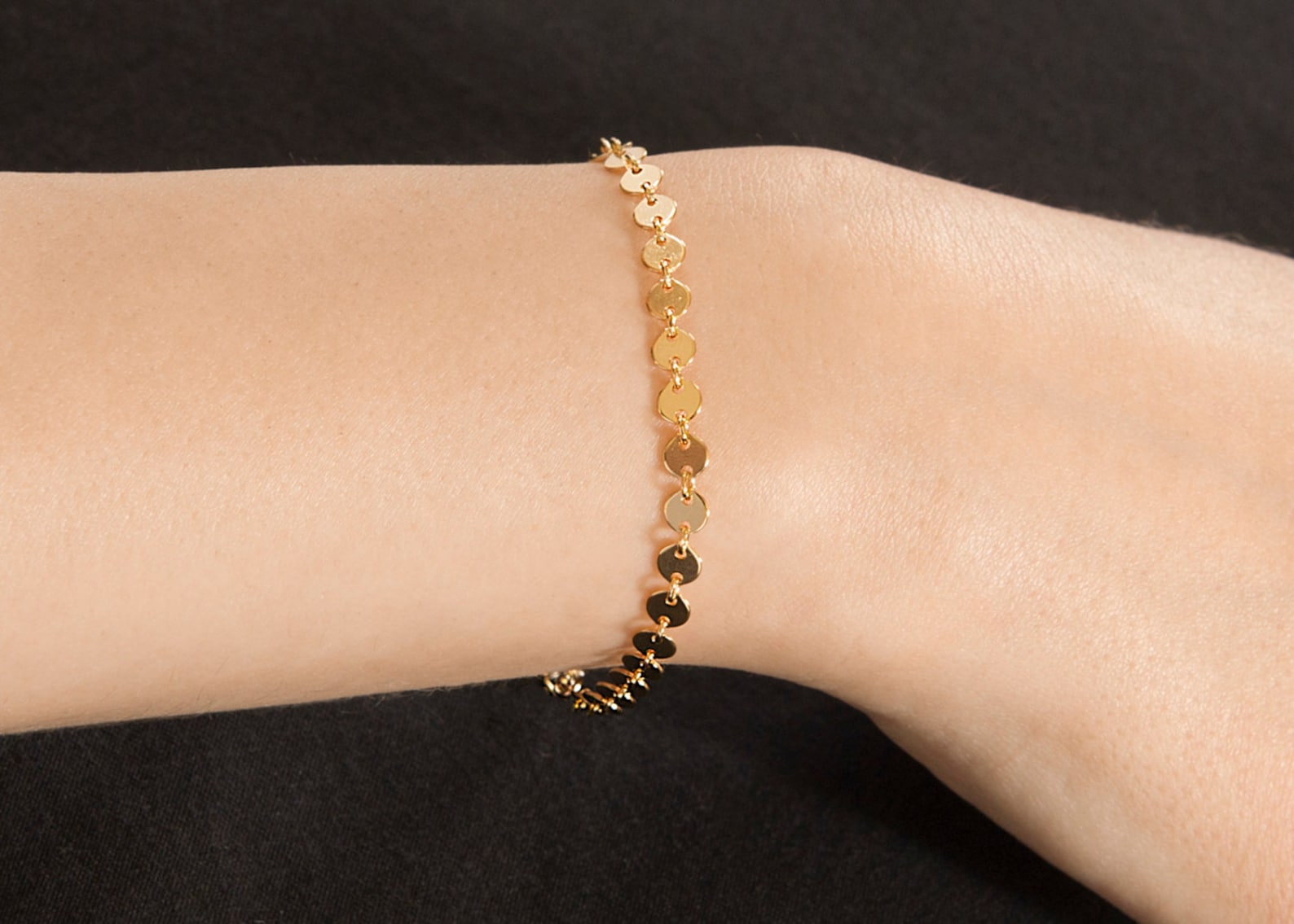 Gold Coin Bracelet Tiny Disc Bracelet Tattoo Bracelet 14k | Etsy