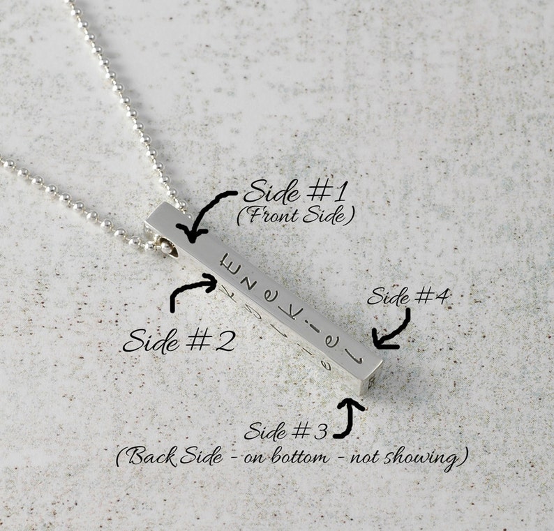 New Mommy Necklace - 4 Four Sided Bar - Name, Date, Weight, Length - 3D ...