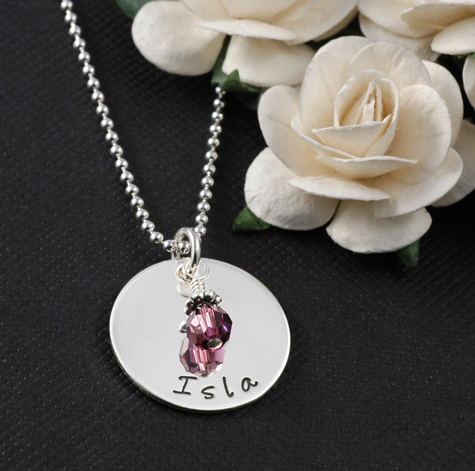 Personalized Necklace With Birthstone Single 3/4 Disc - Etsy