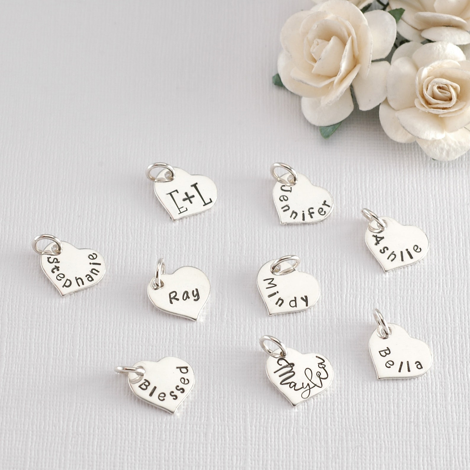 Sterling Silver Heart Add on Charm Personalized 1/2 - Etsy