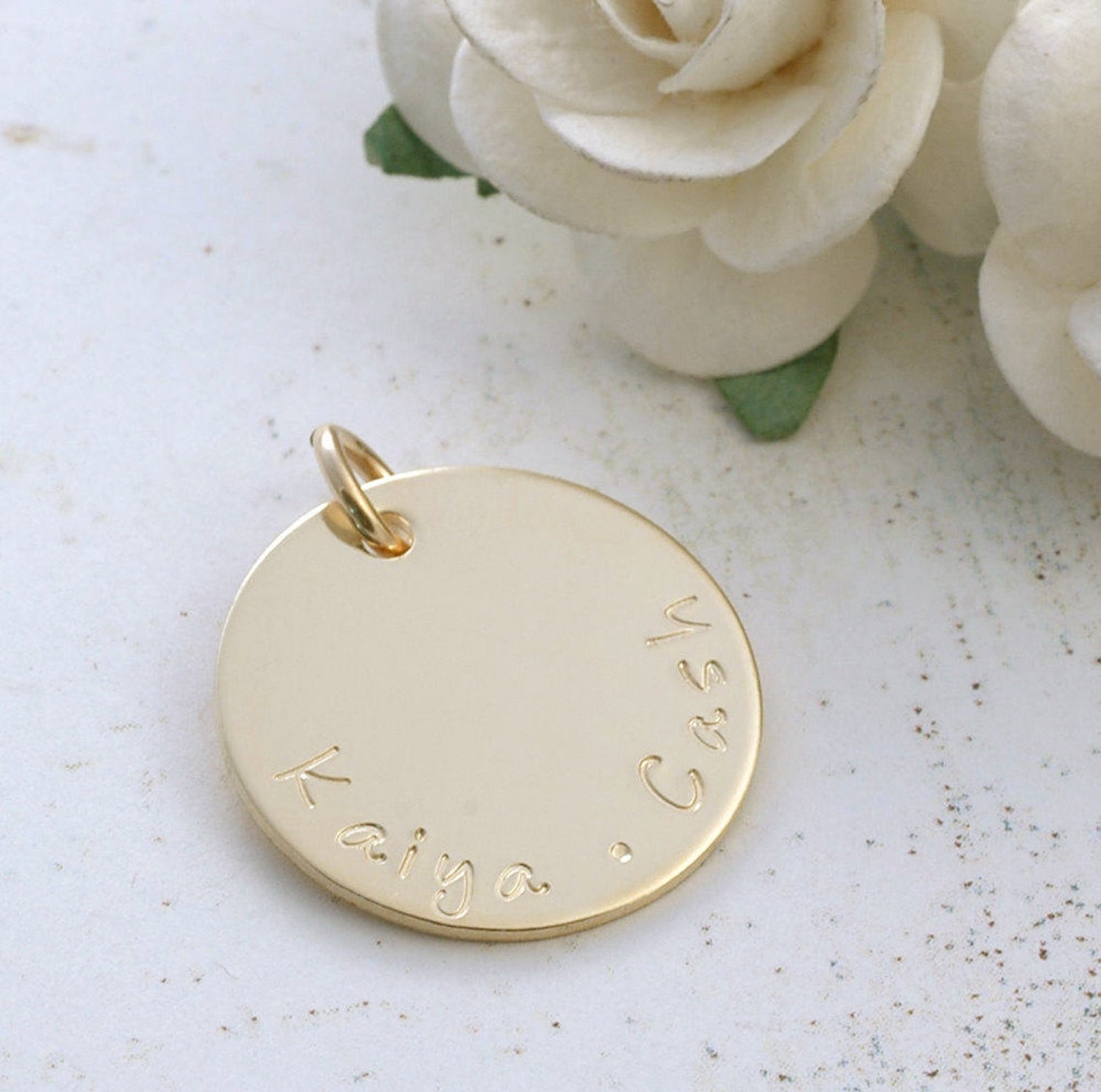 3/4 Inch Gold Filled Round Disc - Add a Name or Word - Etsy