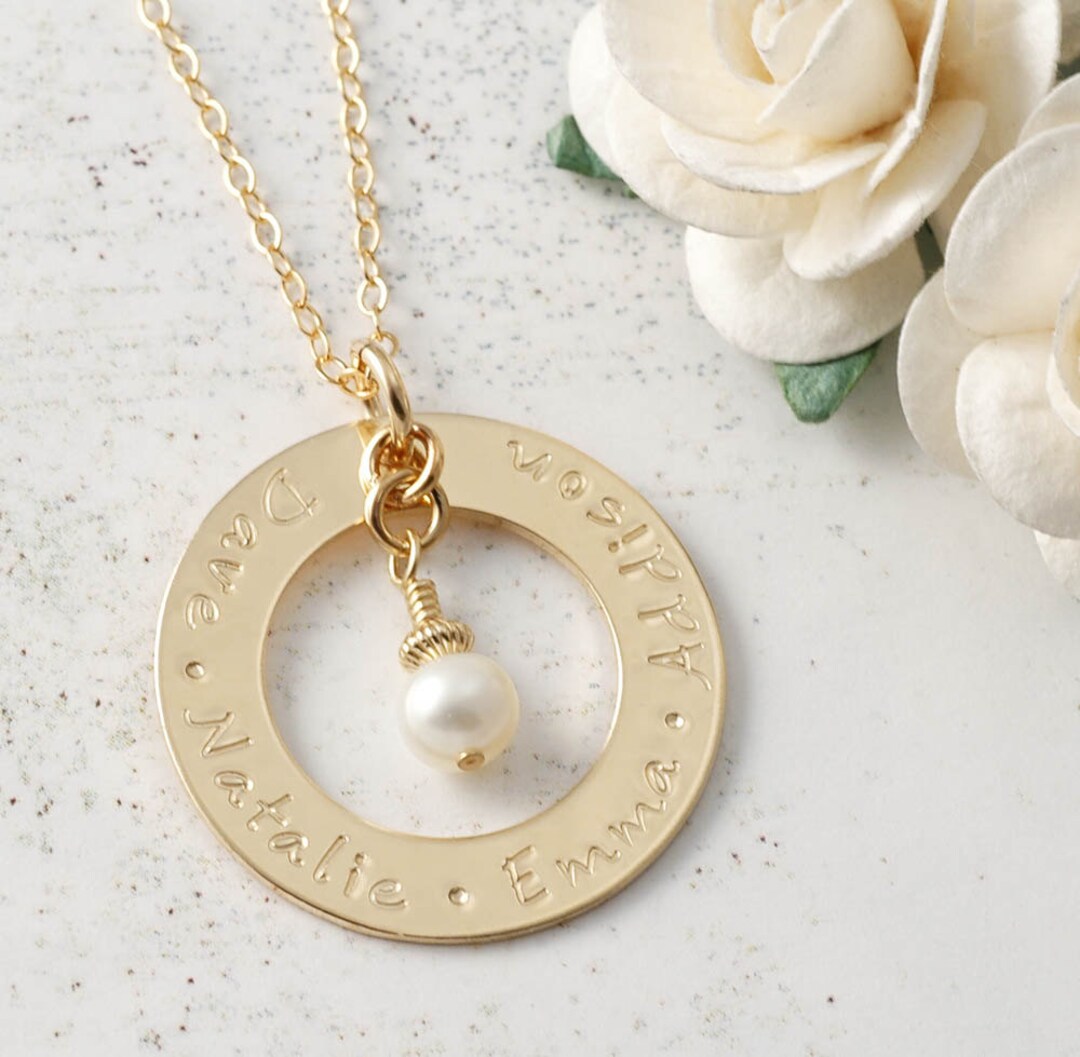 Personalized Necklace Washer Style Gold-filled Family Name Open Circle ...