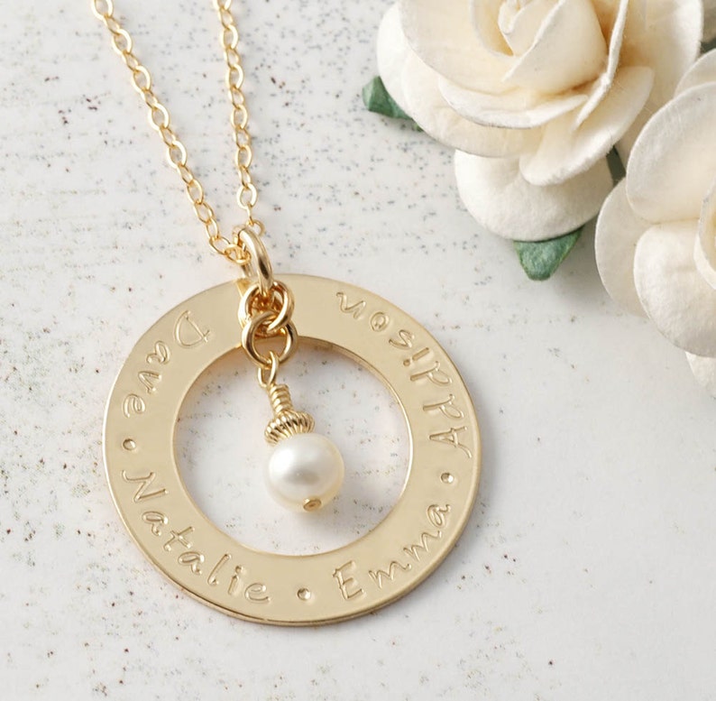 Personalized Necklace Washer Style Gold-filled Family Name - Etsy