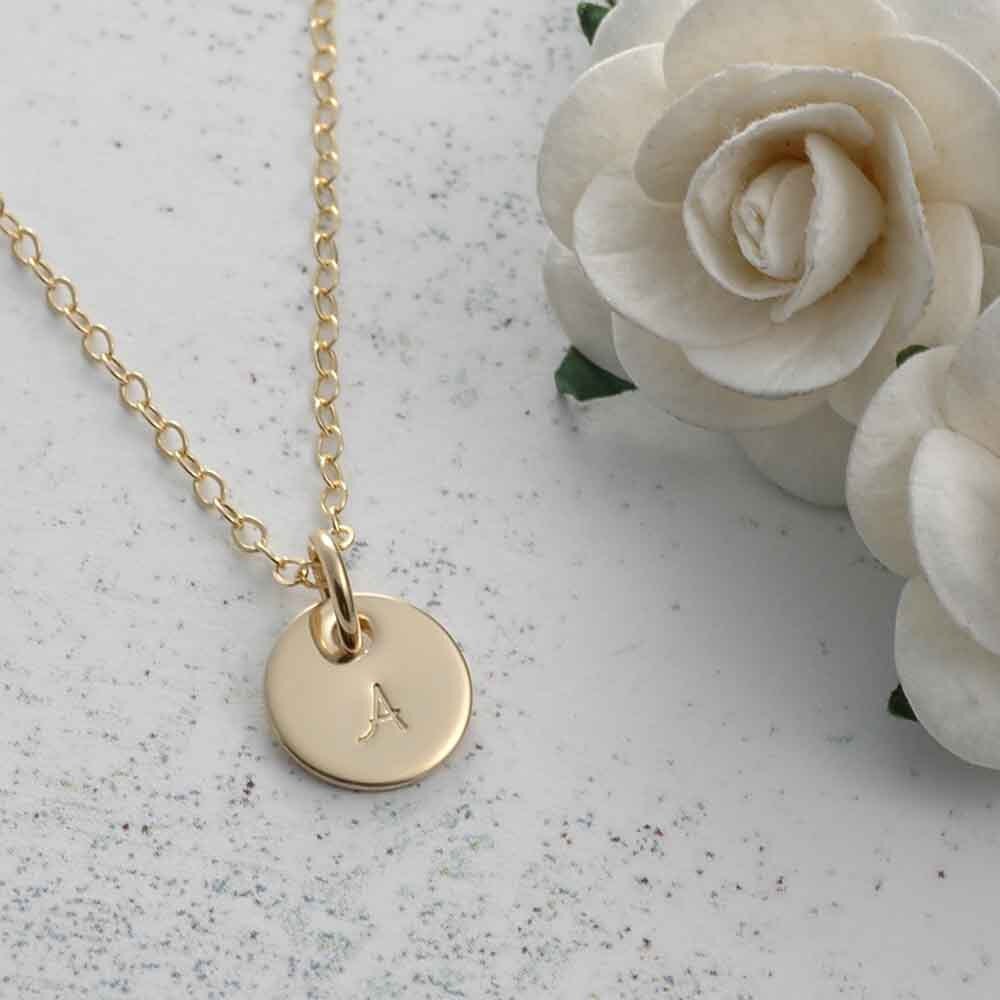 Minimalist Tiny Hand Stamped Gold-filled Initial Necklace - Etsy