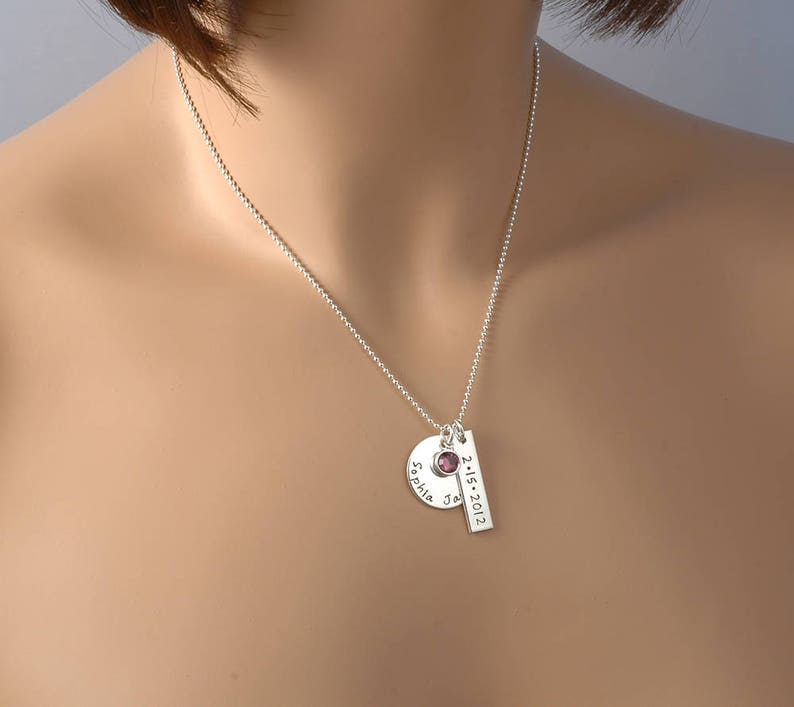 Personalized Necklace Hand Stamped Jewelry Name Date - Etsy