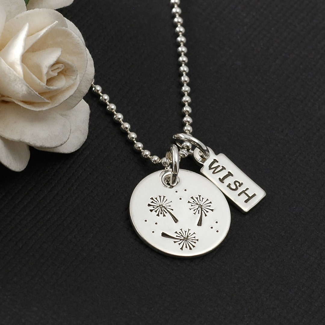 Dandelion Wish Necklace, Dandelion Jewelry, Wish Necklace, Hand Stamped ...