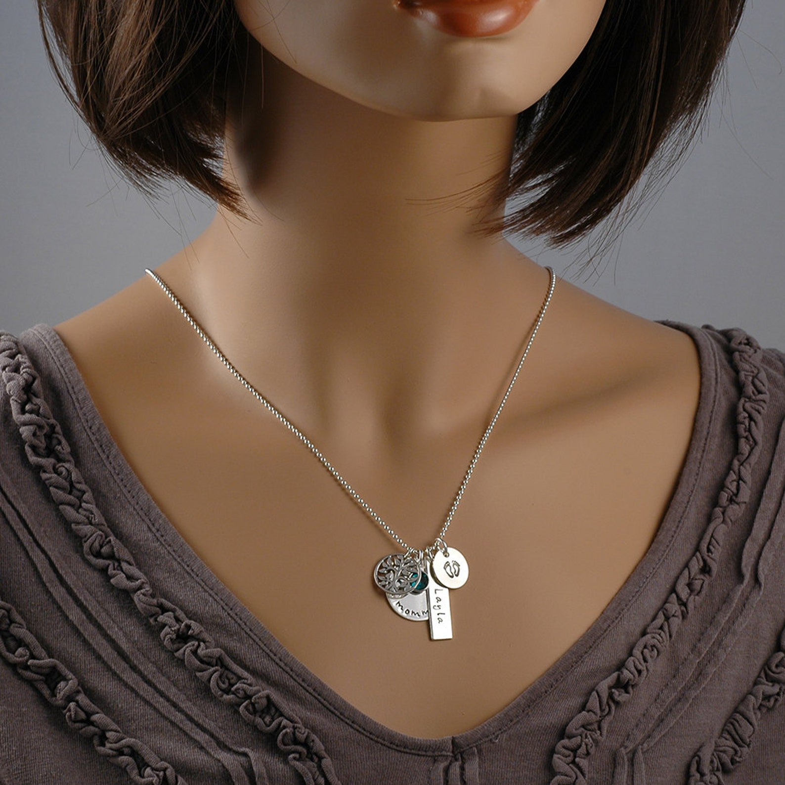 Family Necklace Personalized Hand Stamped Necklace - Etsy