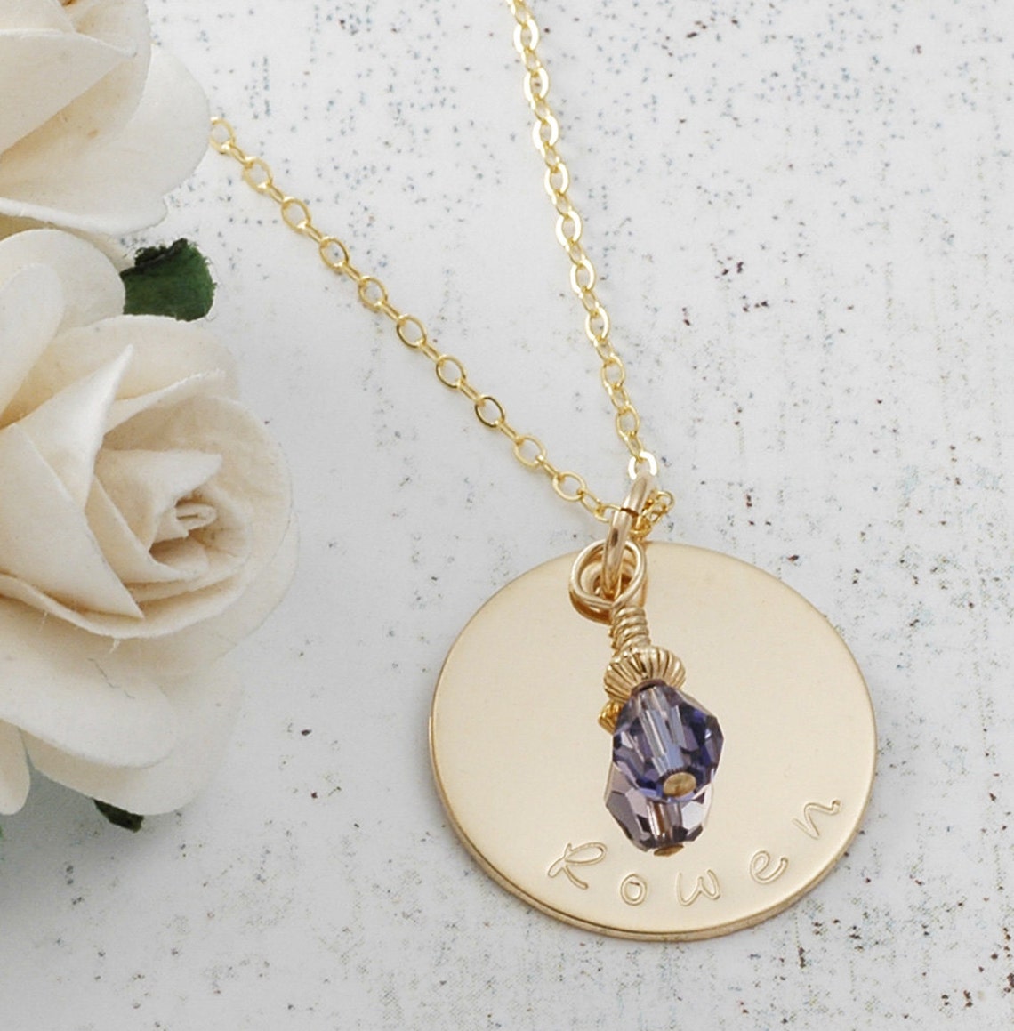 Personalized Gold Charm Necklace Hand Stamped With - Etsy