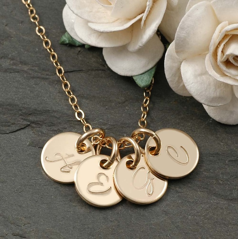 Hand Stamped Gold-filled Initial Necklace Four 3/8 - Etsy
