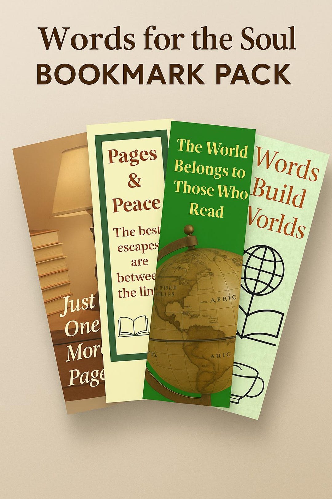 Words for the Soul Bookmark Pack Inspiring Reading Quote Literary ...