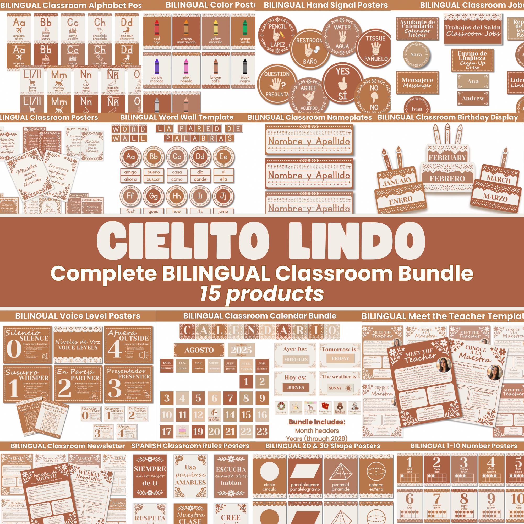 Editable Bilingual Classroom Decor Bundle Spanish and English Posters ...