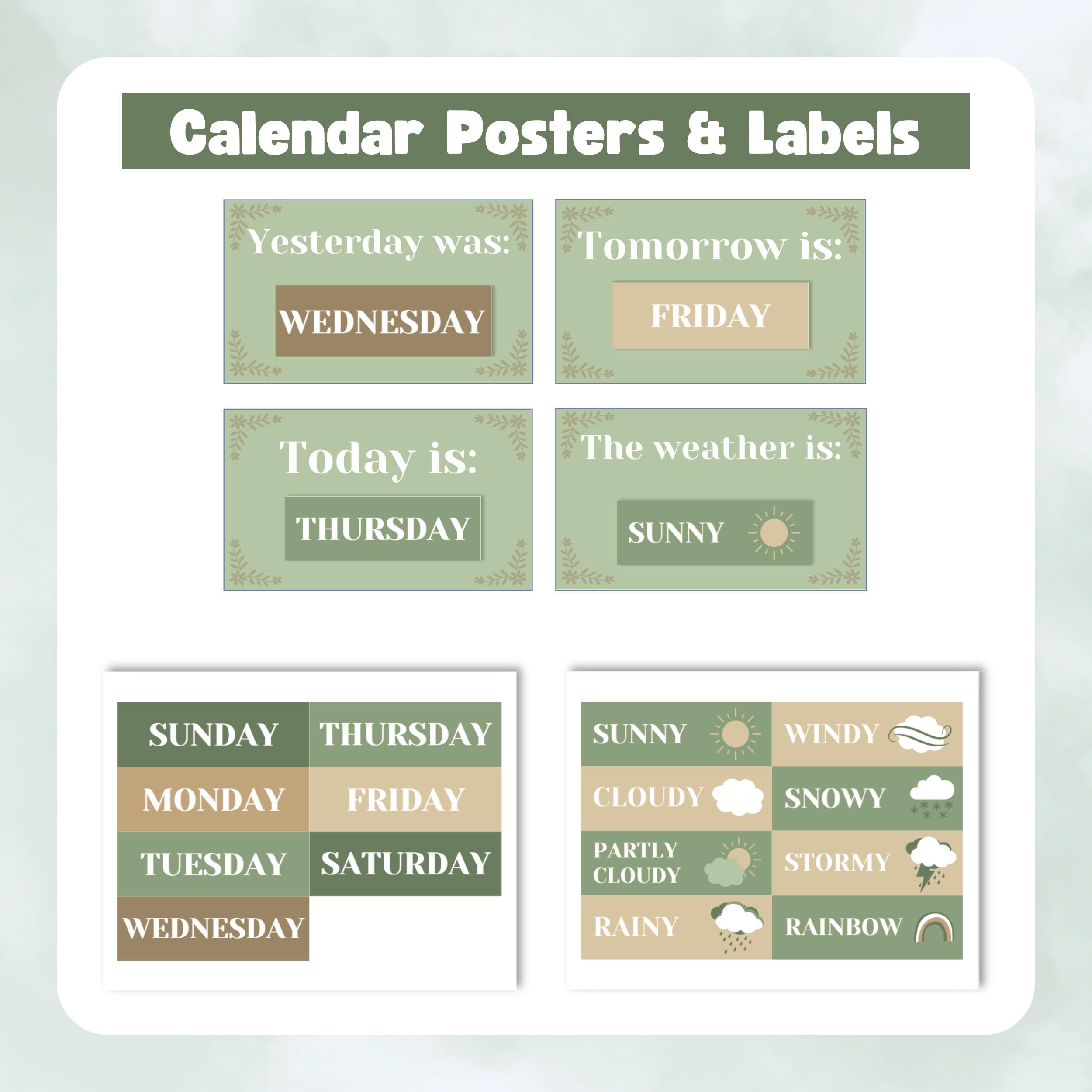 Editable Classroom Calendar Bundle Cielito Lindo Theme Sage Green ...