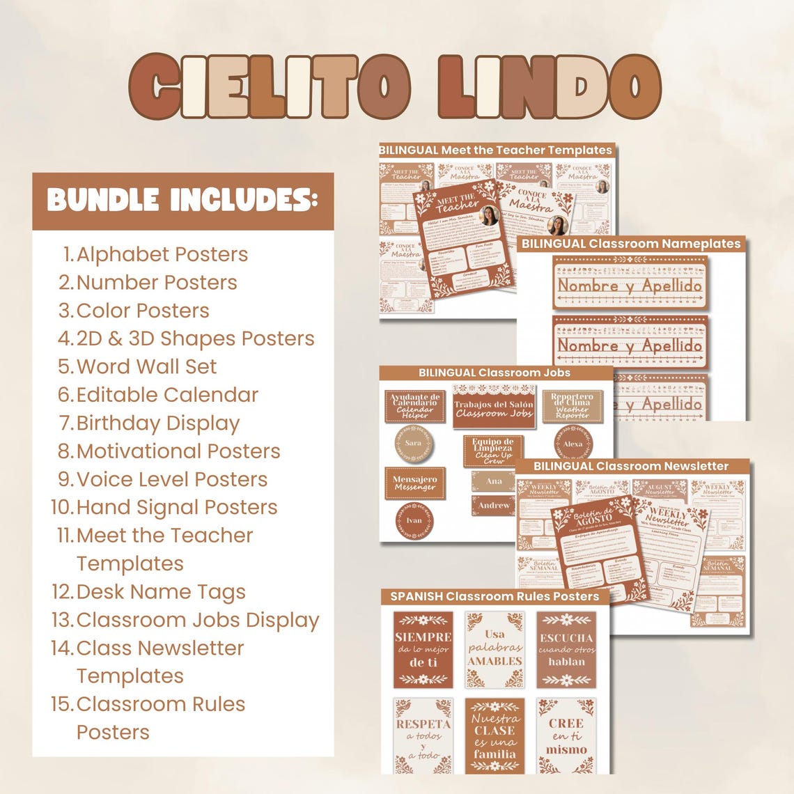 Editable Bilingual Classroom Decor Bundle Spanish and English Posters ...