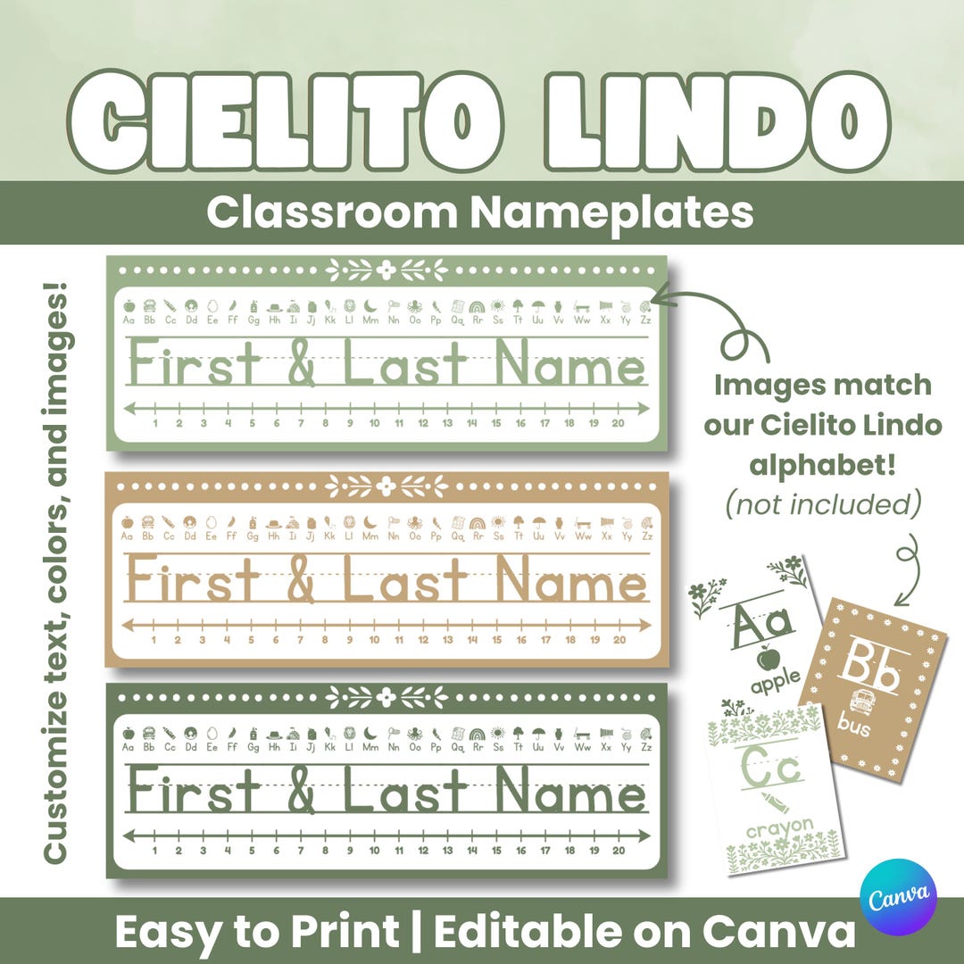 Editable Classroom Nameplates Cielito Lindo Student Desk Tags With ...