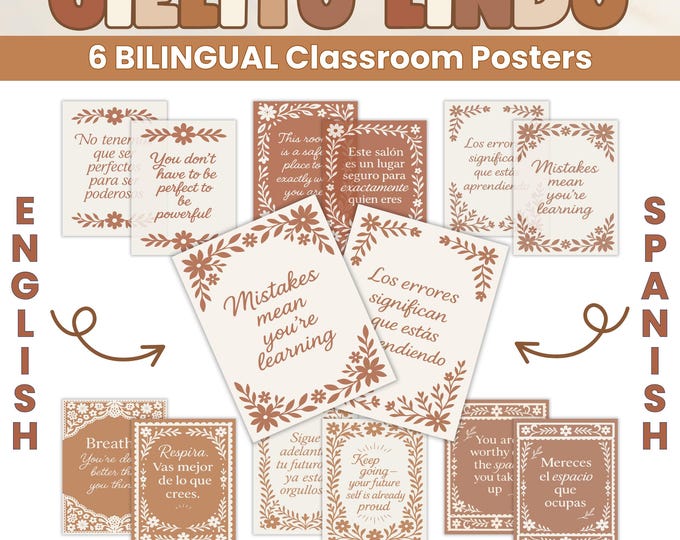 Bilingual Cielito Lindo Classroom Posters Set of 6 Printable Spanish ...