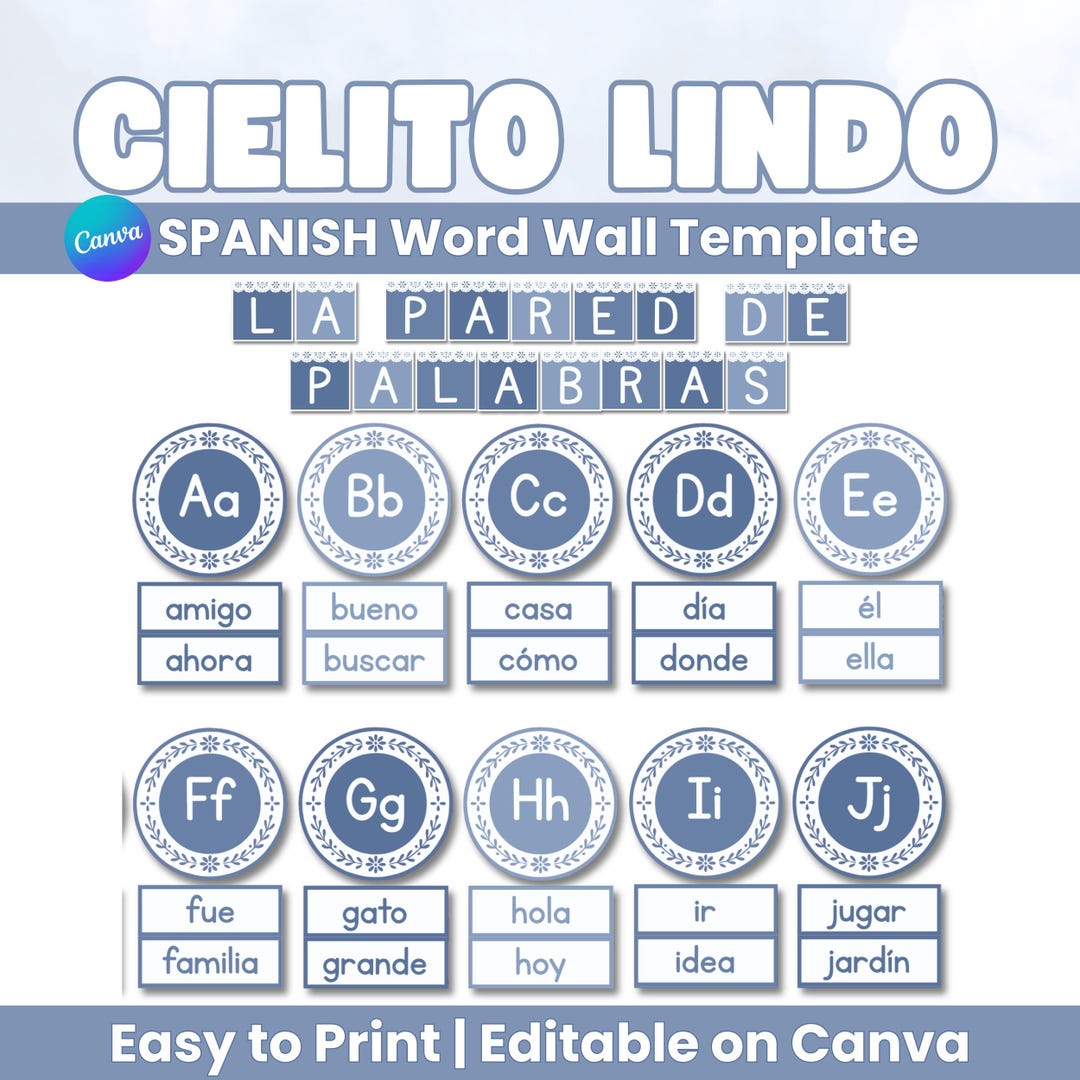 Editable Spanish Word Wall Cielito Lindo Themed Template for Classroom ...