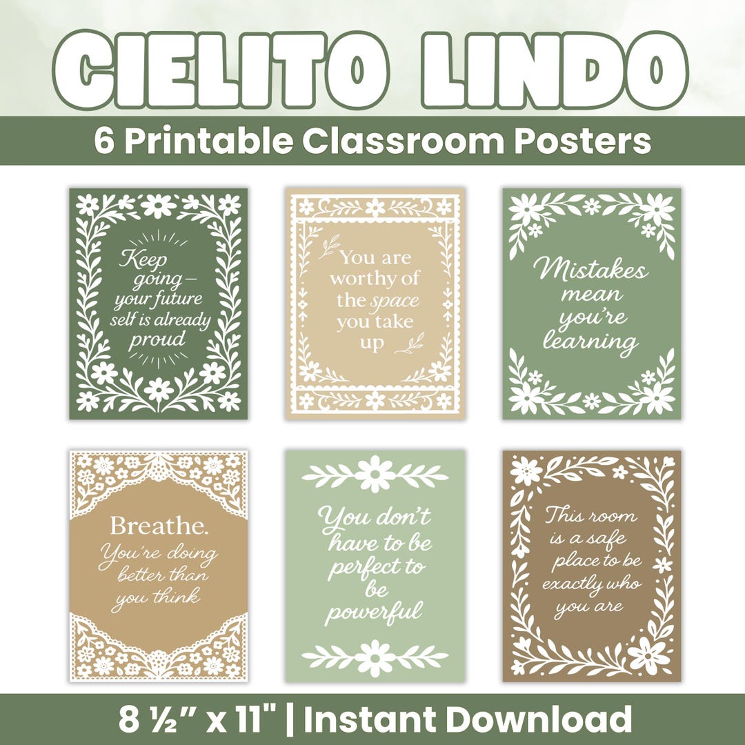 Cielito Lindo Classroom Decor Printable Posters Set of 6 for Bulletin ...
