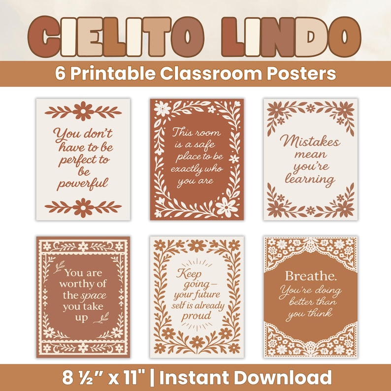 Cielito Lindo Classroom Decor Printable Posters Set of 6 for Bulletin ...
