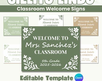 Editable Classroom Welcome Sign English Only Cielito Lindo Theme ...