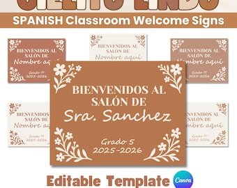 Editable Spanish Classroom Welcome Sign Canva Template Cielito Lindo ...