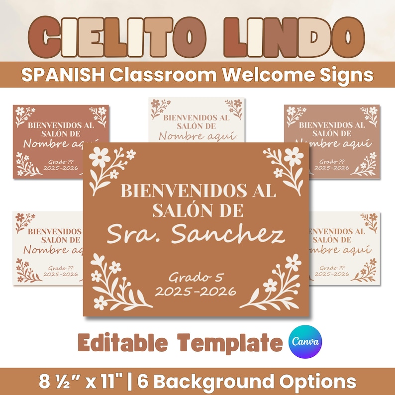 Editable Spanish Classroom Welcome Sign Canva Template Cielito Lindo ...