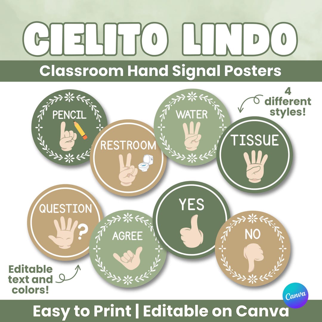 Cielito Lindo Hand Signal Posters Classroom Management Printable ...