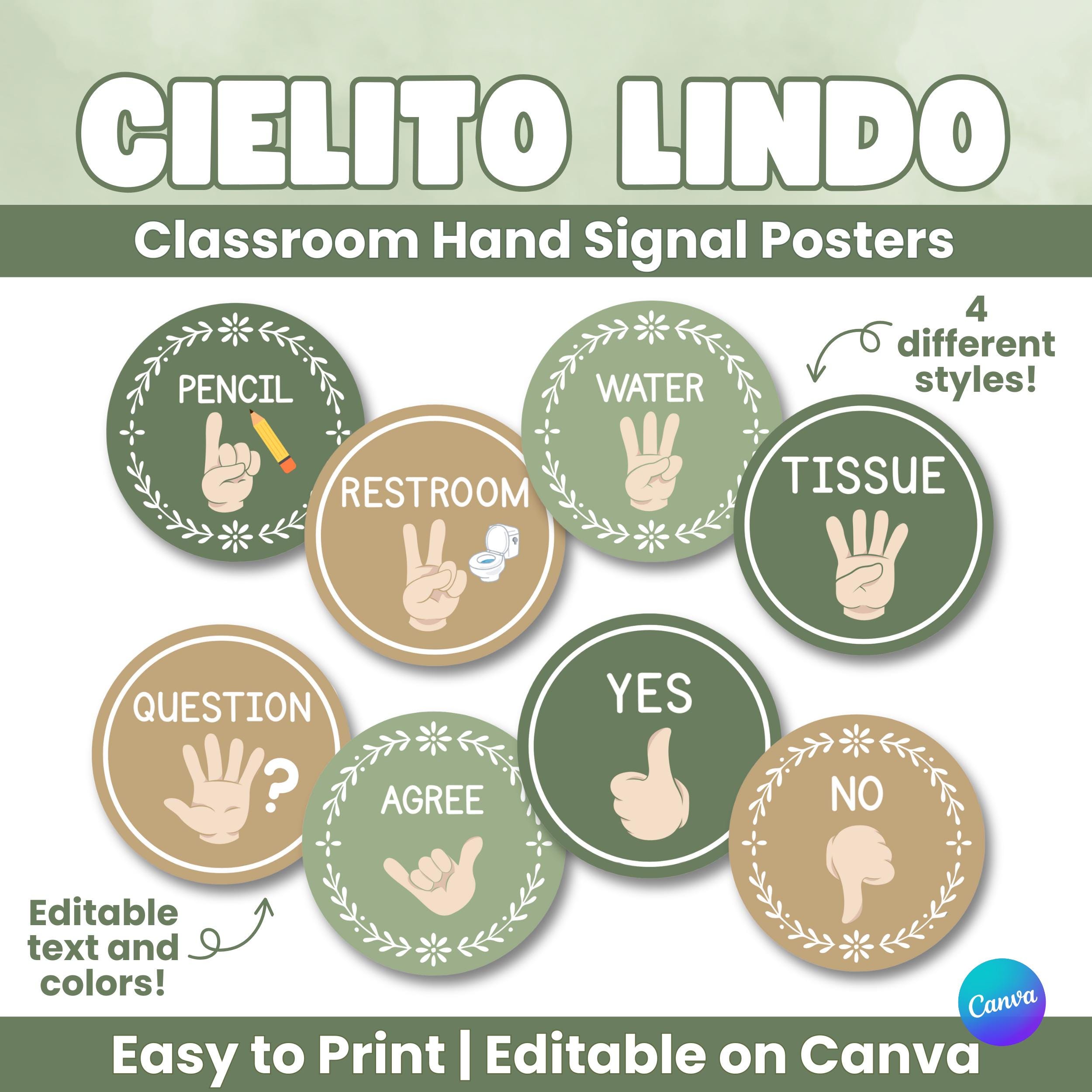 Cielito Lindo Hand Signal Posters Classroom Management Printable ...