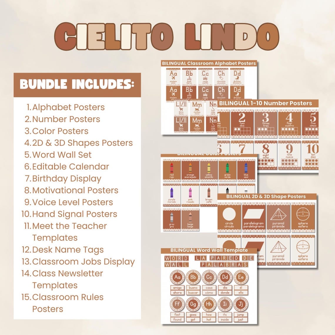 Editable Bilingual Classroom Decor Bundle Spanish and English Posters ...