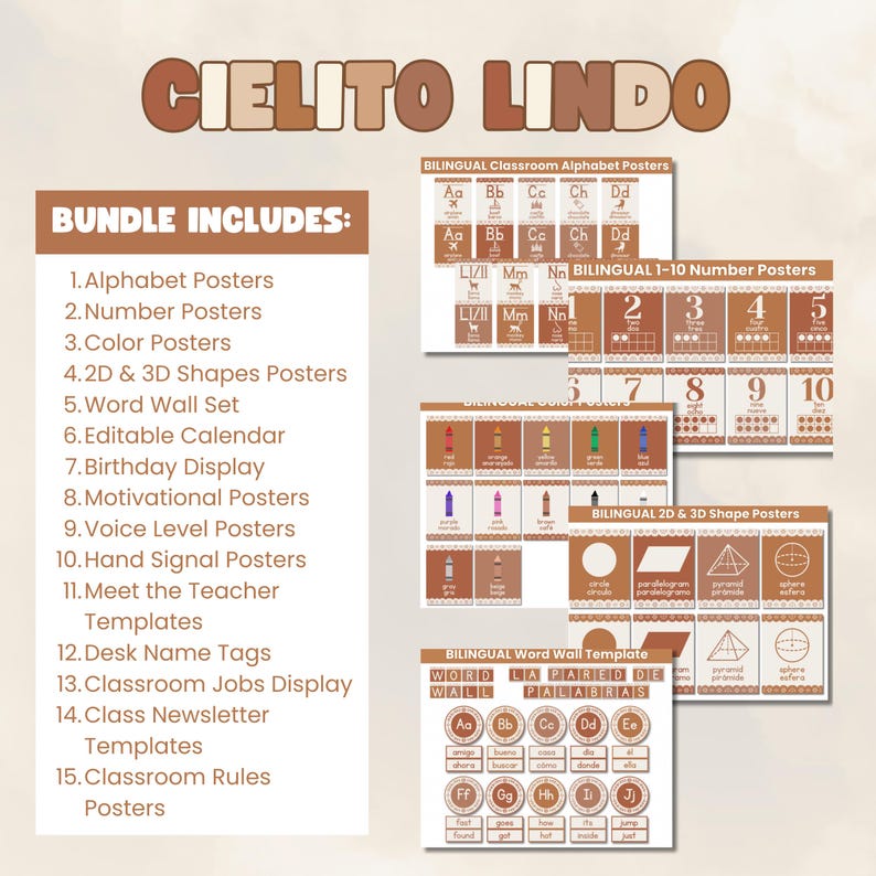 Editable Bilingual Classroom Decor Bundle Spanish and English Posters ...