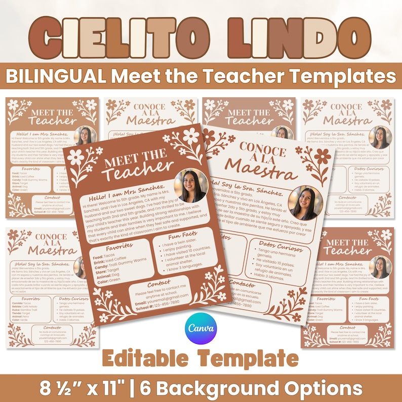 Editable Bilingual Meet the Teacher Template Canva Cielito Lindo Style ...