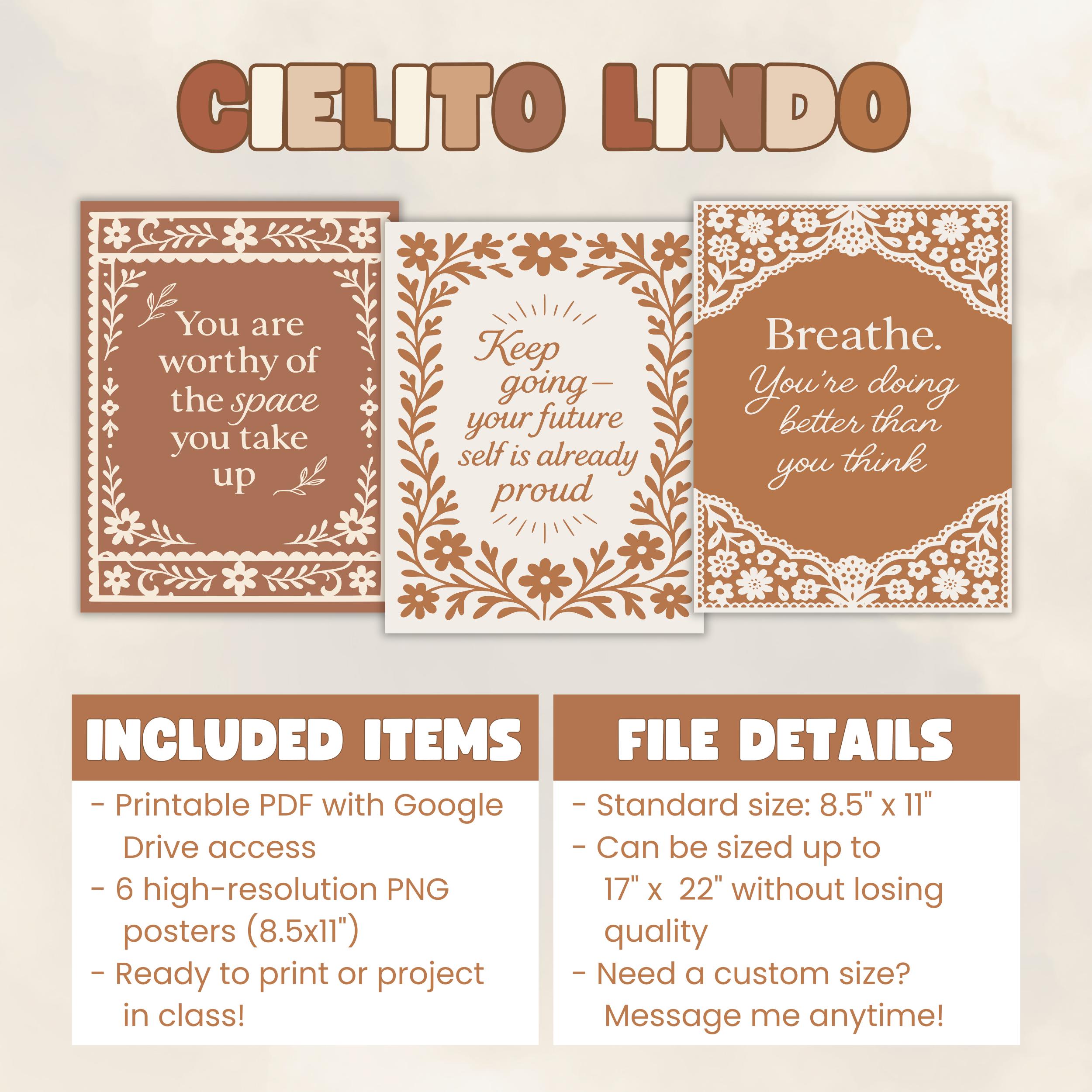 Cielito Lindo Classroom Decor Printable Posters Set of 6 for Bulletin ...