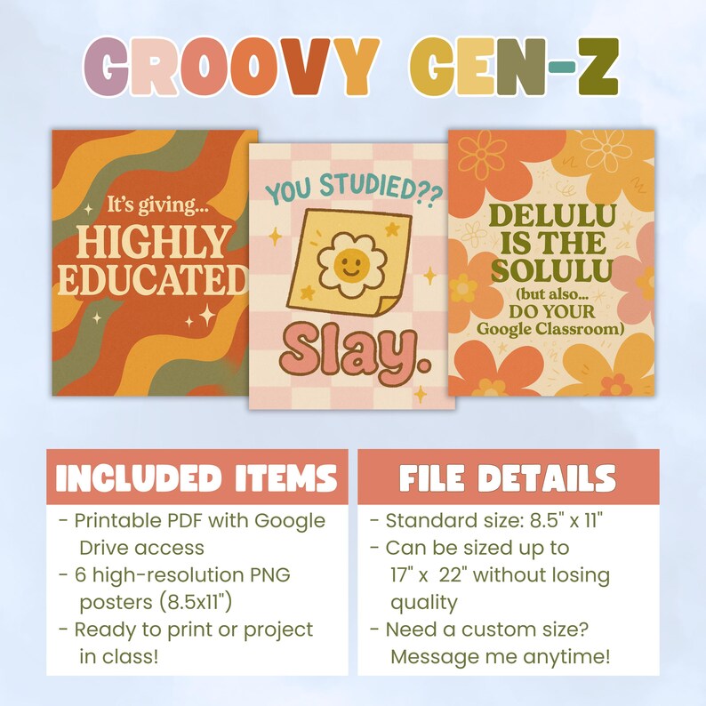Gen Z Aesthetic Classroom Decor Set Trendy Slang Posters Fun Middle ...