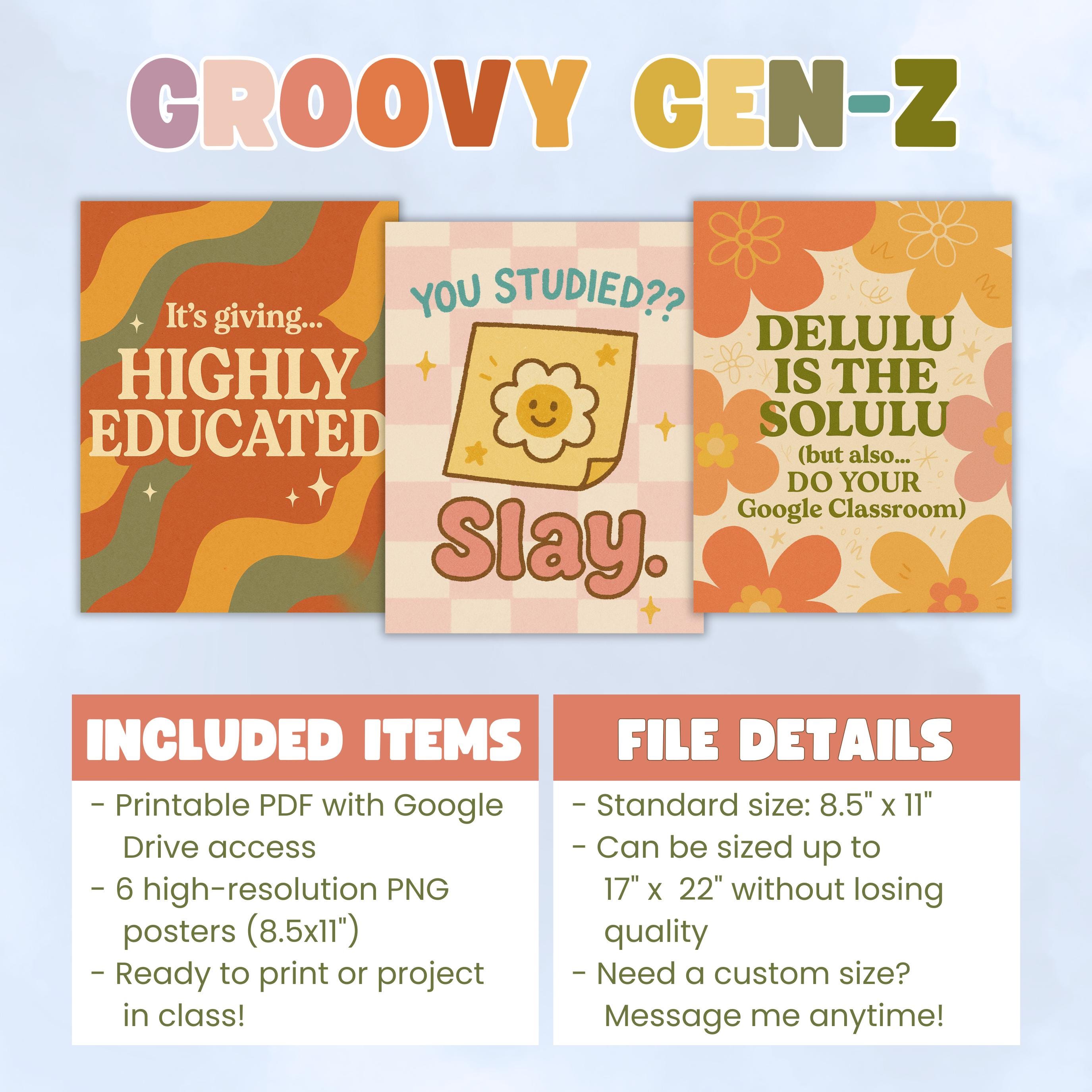 Gen Z Aesthetic Classroom Decor Set Trendy Slang Posters Fun Middle ...