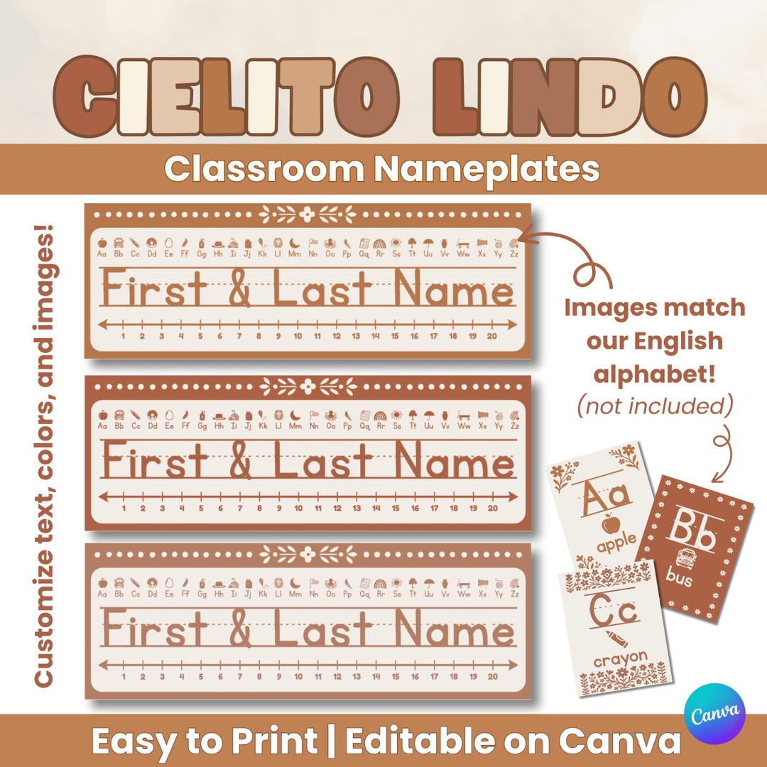 Editable Classroom Nameplates Cielito Lindo Student Desk Tags With ...