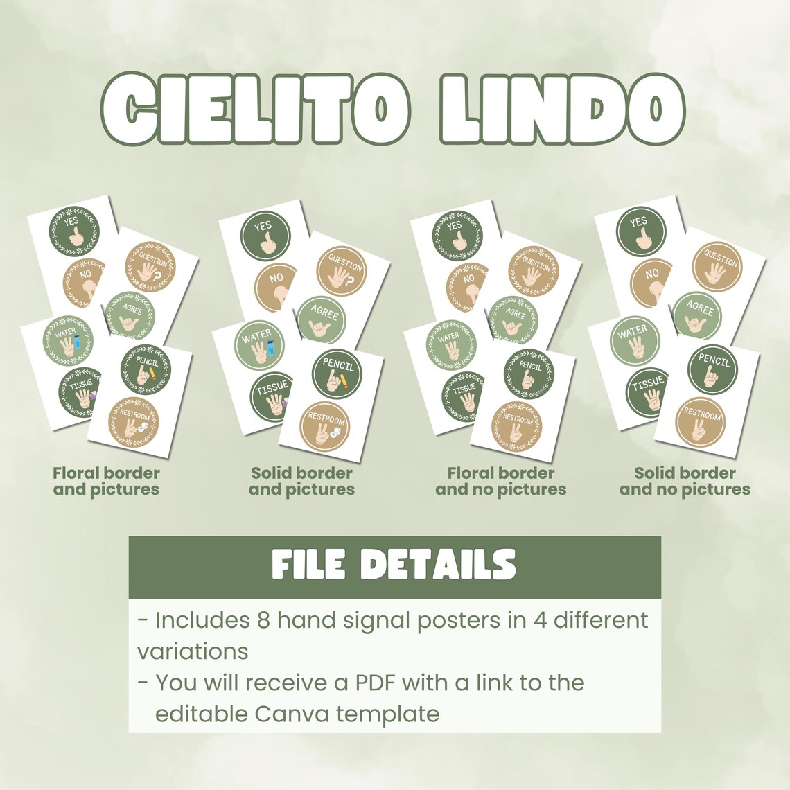 Cielito Lindo Hand Signal Posters Classroom Management Printable ...