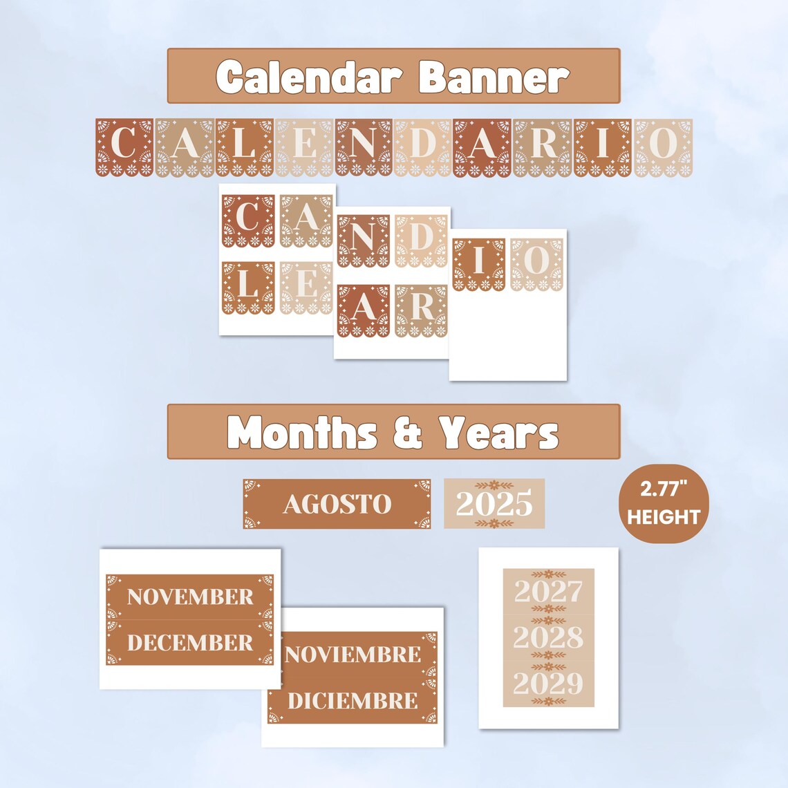 Bilingual Classroom Calendar Bundle Printable PDF English Spanish ...
