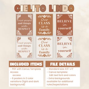 Neutral Cielito Lindo Classroom Rules Posters Editable Canva Template ...